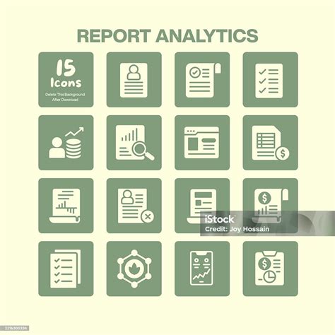 Report Analytics Icons Collection Representing Business Data Analysis