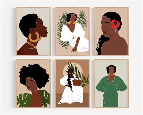 Abstract Woman Art Set Black Woman Abstract Art Black Girl Etsy