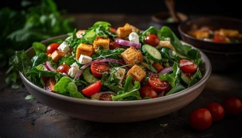 Premium Ai Image Fresh Gourmet Salad With Grilled Fillet Healthy And