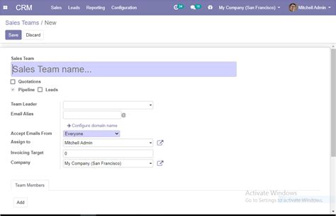 Manage Multiple Sales Team Odoo V13 Community Edition Book