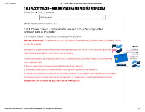 Packet Tracer Implementar Una Red Peque A Respuestas
