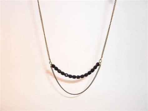 Glam Chic Necklace Black Pearls In Bohemian Glass Chain Bronze Fine