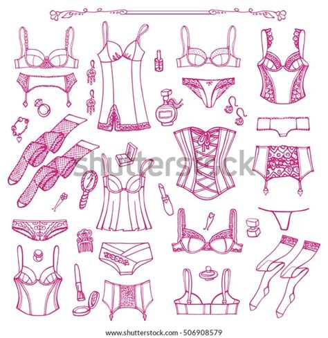 Lingerie Woman Underwear Setvector Hand Drawn Stock Vector Royalty