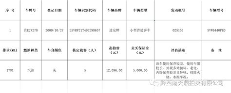 拍卖公告 黔西南州天鼎拍卖有限公司