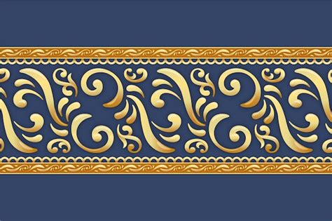 파란색 배경으로 황금 장식 테두리 무료 벡터