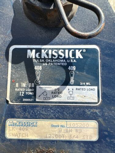 Mckissick 409 Double Sheave Snatch Block 8in 12ton 1 8 Std 34 Ebay