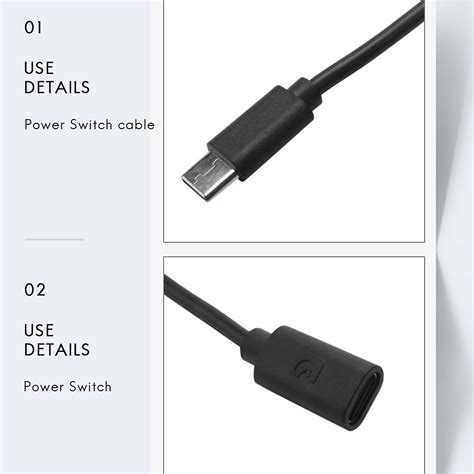 Power Switch Usb Type C With Indicator Light Male To Female Usb C Extension Cable Switch For