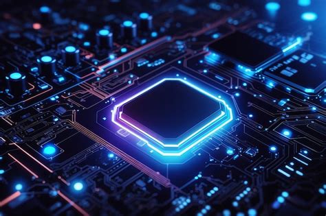 Premium Ai Image Super Processor Core Computer System Technology Neon