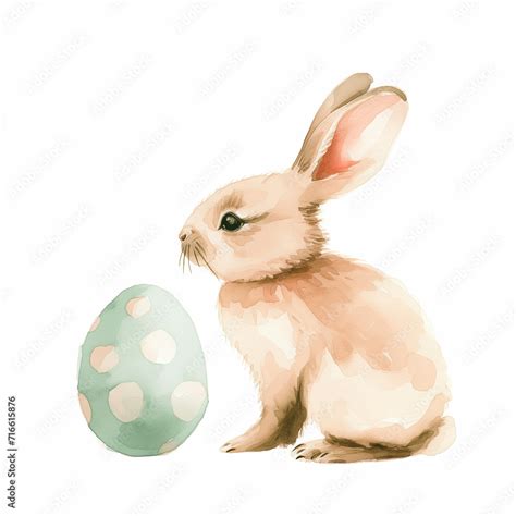 ウサギとイースターエッグの水彩イラスト、イースターバニー Stock Illustration Adobe Stock