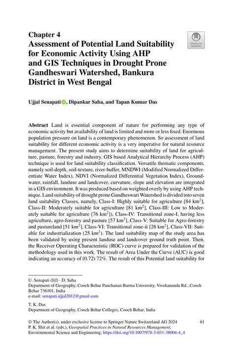 Pdf Assessment Of Potential Land Suitability For Economic Activity Using Ahp And Gis