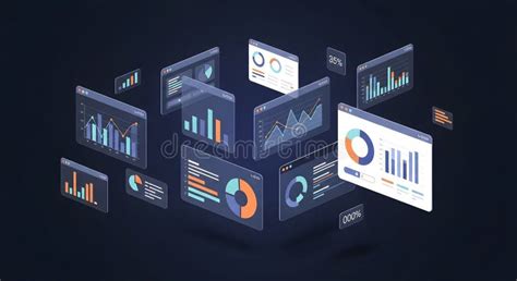 Dynamic Data Visualizations Showcasing Analytics And Insights In Modern Digital Interface Stock