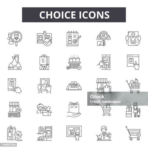 Ikon Garis Pilihan Tanda Set Vektor Konsep Linier Ilustrasi Kerangka