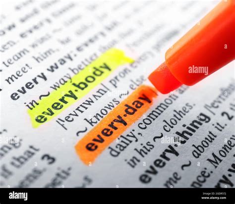Orange Marker Highlighting Word In Dictionary Stock Photo Alamy