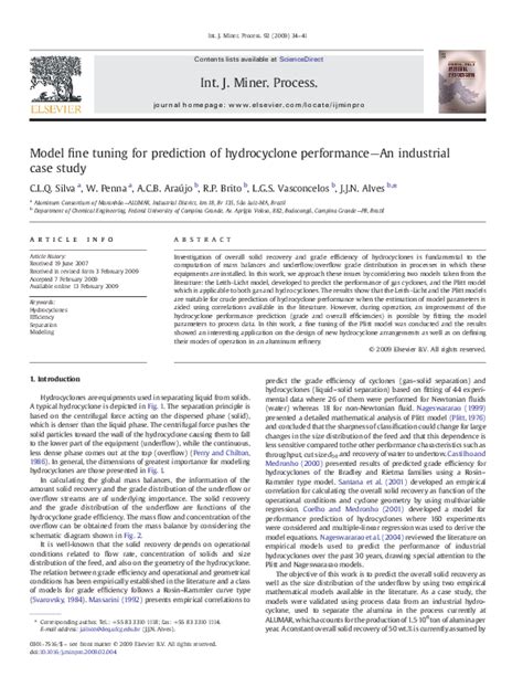 Pdf Model Fine Tuning For Prediction Of Hydrocyclone Performance—an