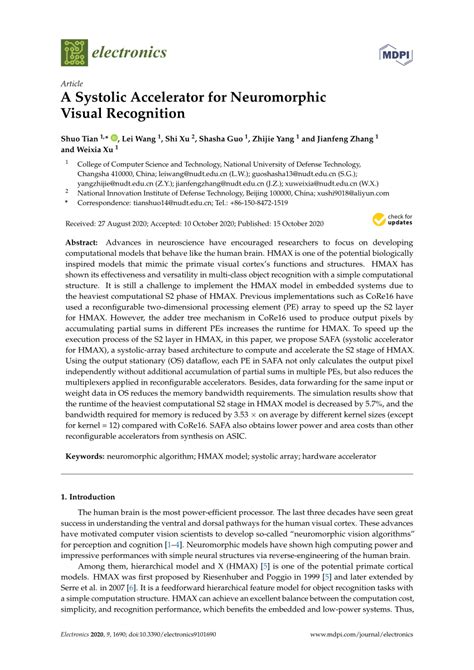 Pdf A Systolic Accelerator For Neuromorphic Visual Recognition