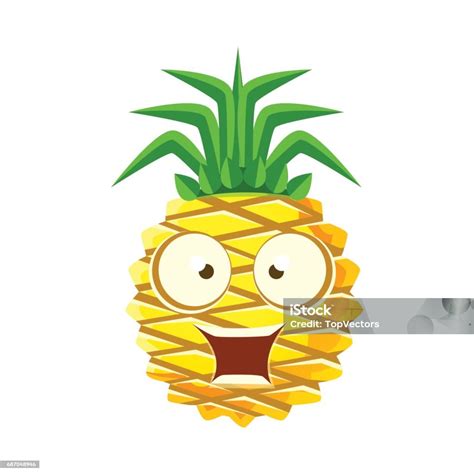 큰 눈으로 놀란 재미있는 파인애플 귀여운 만화 이모티콘 문자 벡터 일러스트 과일에 대한 스톡 벡터 아트 및 기타 이미지 과일 귀여운 노랑 Istock