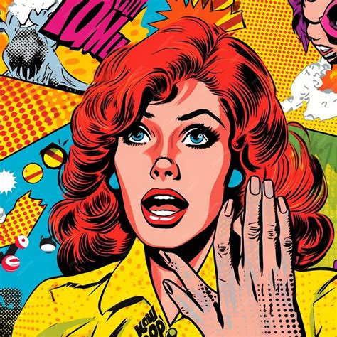 Premium Ai Image A Poster Of A Woman With Red Hair And A Yellow Shirt