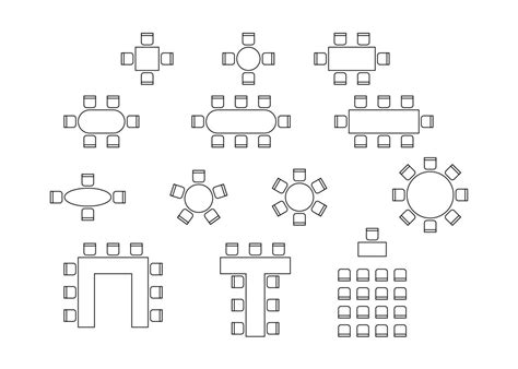 Set Of Plan For Arranging Seats In Interior Layout Graphic Outline
