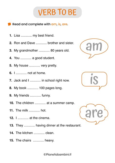 Verbo Essere In Inglese Schede Per La Scuola Primaria PianetaBambini It