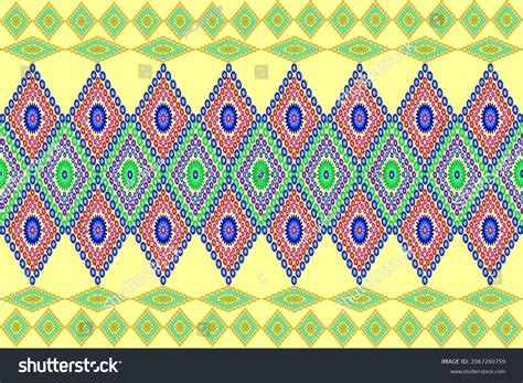 Seamless Ethnic Fabric Pattern Thai Fabric Stock Illustration