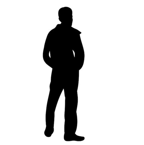 Aislado Silueta Hombre Estar De Pie Vector Premium