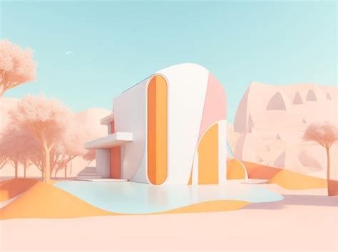 premium ai image abstract 3d landscape minimal data building