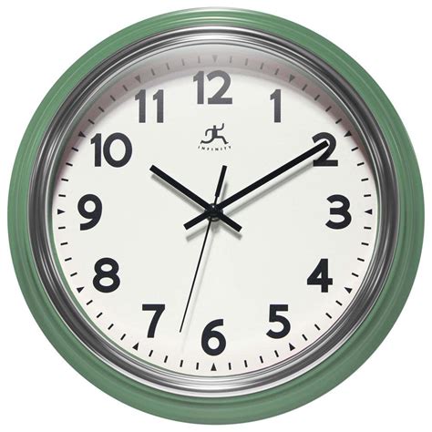 Infinity Instruments Gas Station Classic 12 In Wall Clock Green 20332gr 4562 The Home Depot