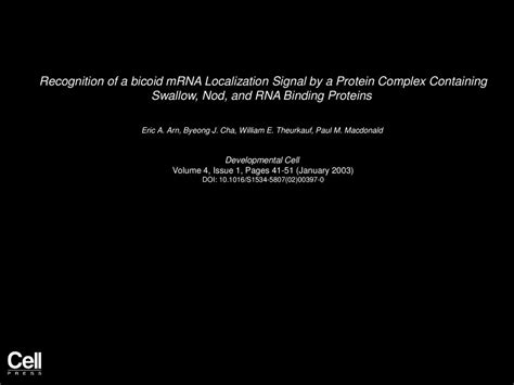 Recognition Of A Bicoid MRNA Localization Signal By A Protein Complex