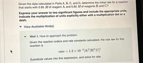 Solved Given The Data Calculated In Parts A B C And D
