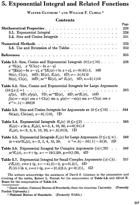 Intergral Of Sin Cosine Tables