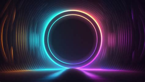 Premium Ai Image Glowing Neon Ring Light In Tunnel 3d Render