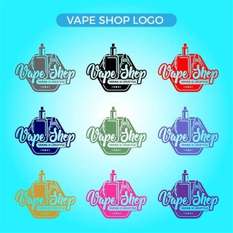 여러 색상의 Vape 상점 로고 프리미엄 벡터