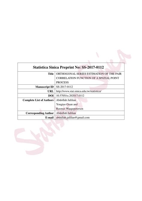 Pdf Orthogonal Series Estimation Of The Pair Correlation Function Of A Spatial Point Process
