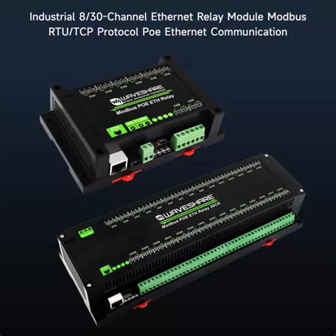 INDUSTRIAL 8 30 CHANNEL ETHERNET Relay Module Modbus RTU Protocol Poe Ethernet 64 79 PicClick UK
