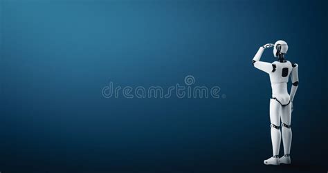 Xai Standing Humanoid Robot Looking Forward On Clean Background Stock