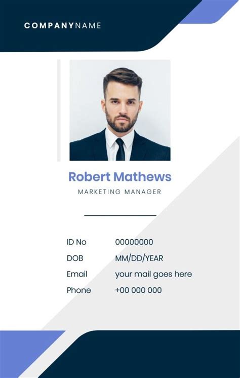 Formal Business Id Card Id Card Template Invoice Template Templates