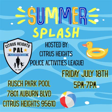 Calendar • Citrus Heights Police Activities League Summer Sp