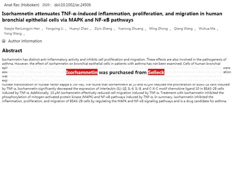 Isorhamnetin Tyrosinase 抑制剂 现货供应 美国品牌 免费采购电话400 668 6834