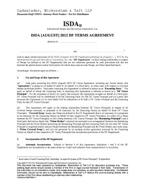 Fillable Online 26367099 11 ISDA August 2012 DF Terms Agreement Fax