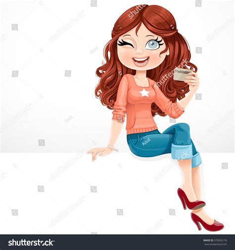 Happy Cartoon Girl Sitting Photos And Images Shutterstock