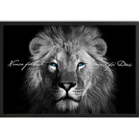 Quadro Decorativo 1 Tela Animais Leão Preto e Branco Nunca foi sorte