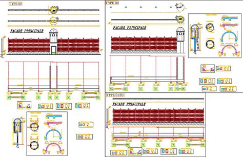 Type 2 And 4 Of The Boundary Wall Design And Gatehouse Design With Structural Details In Autocad