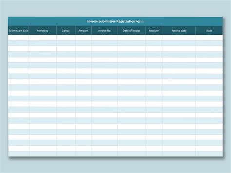 EXCEL Of Invoice Submission Registration Form Xlsx WPS Free Templates