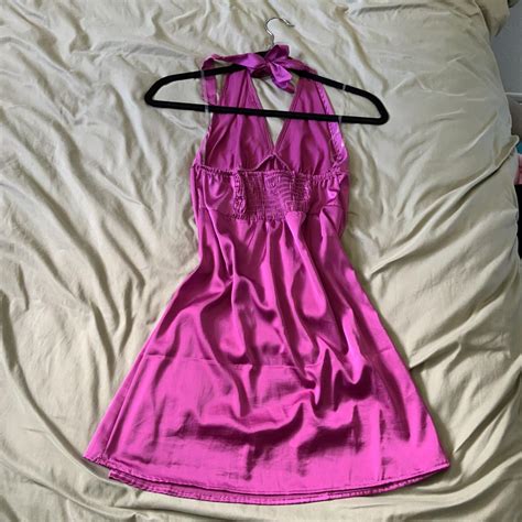 Pink Satin Halter Neck Mini Dress Size Depop
