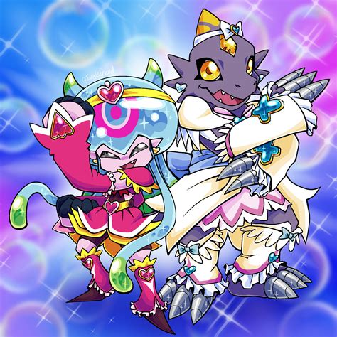 Jellymon And Monodramon Digimon Drawn By Tanglefriend Danbooru