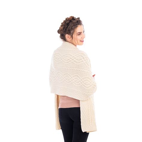 Traditional Irish Cable Knit Wrap 100 Merino Wool Shop Aran
