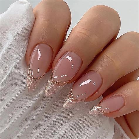Misud Almond Press On Nails Medium Stiletto Fake Nails