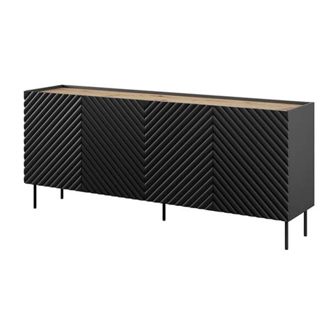 Komoda 4 Drzwiowa NOIR Czarny High Glossy Furniture Meble Sklep