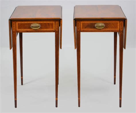 Lot Pair Of John Wanamaker Inlaid Mahogany Pembroke Tables