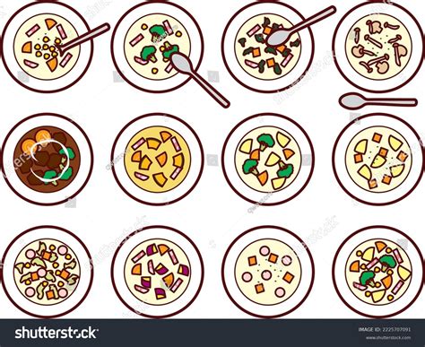 Illustration Set Various Stews Stock Vector Royalty Free 2225707091